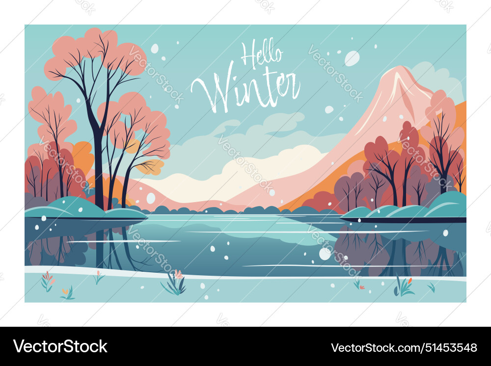Hello winter poster Royalty Free Vector Image - VectorStock