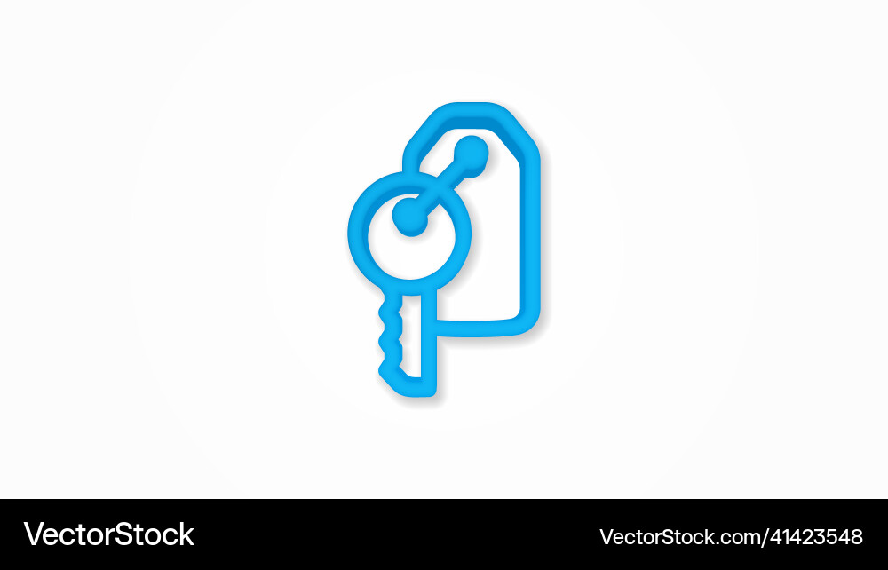Hotel room key realistic icon 3d line Royalty Free Vector