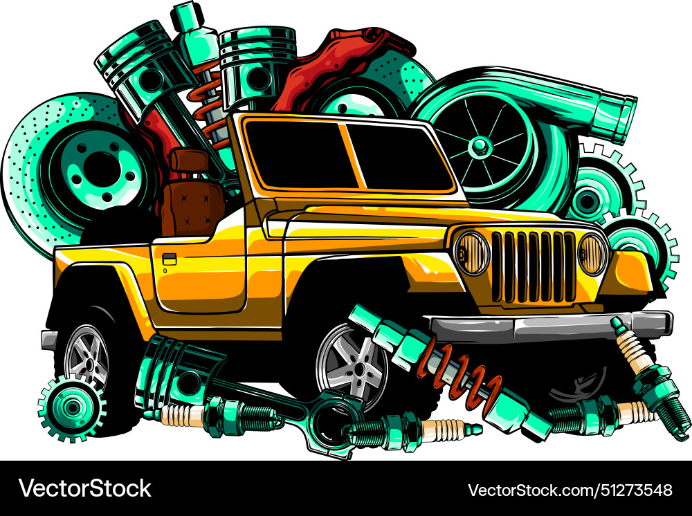 Hunter car jeep on white Royalty Free Vector Image