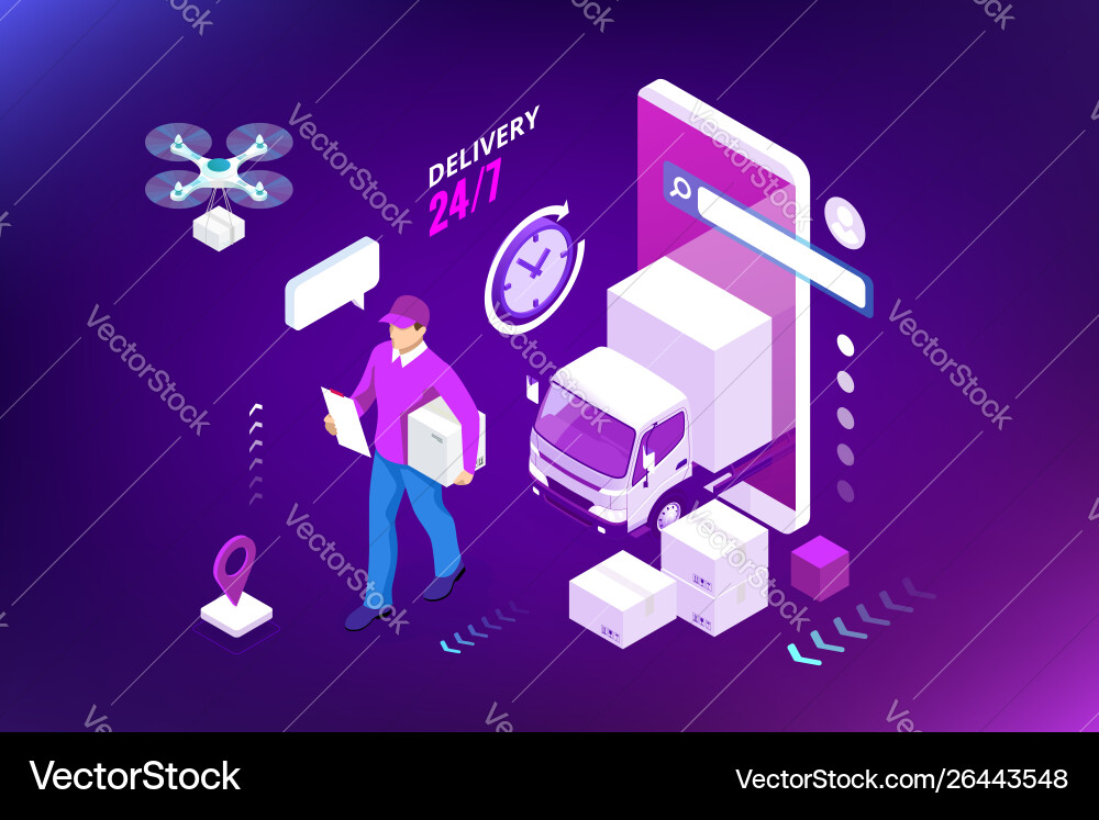Isometric logistics and delivery concept Vector Image