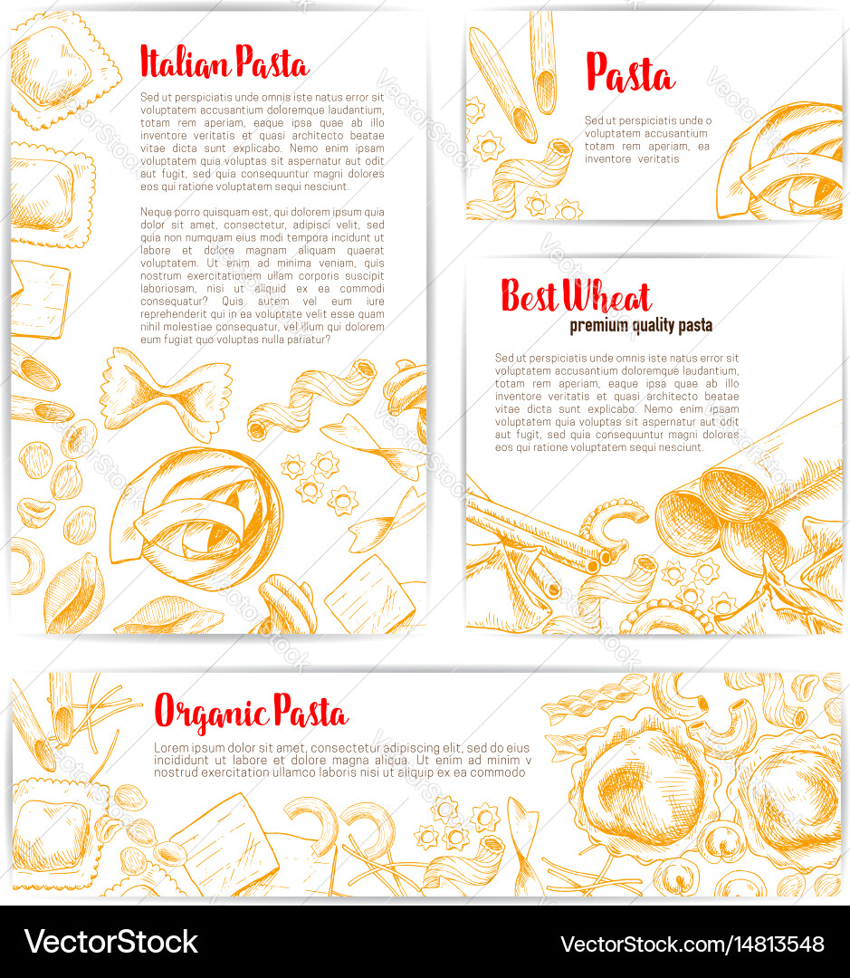 Italian pasta macaroni product poster template Vector Image