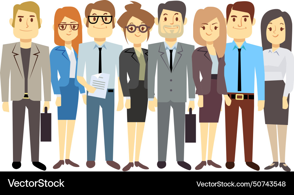 Team group portrait cartoon colleagues standing Vector Image