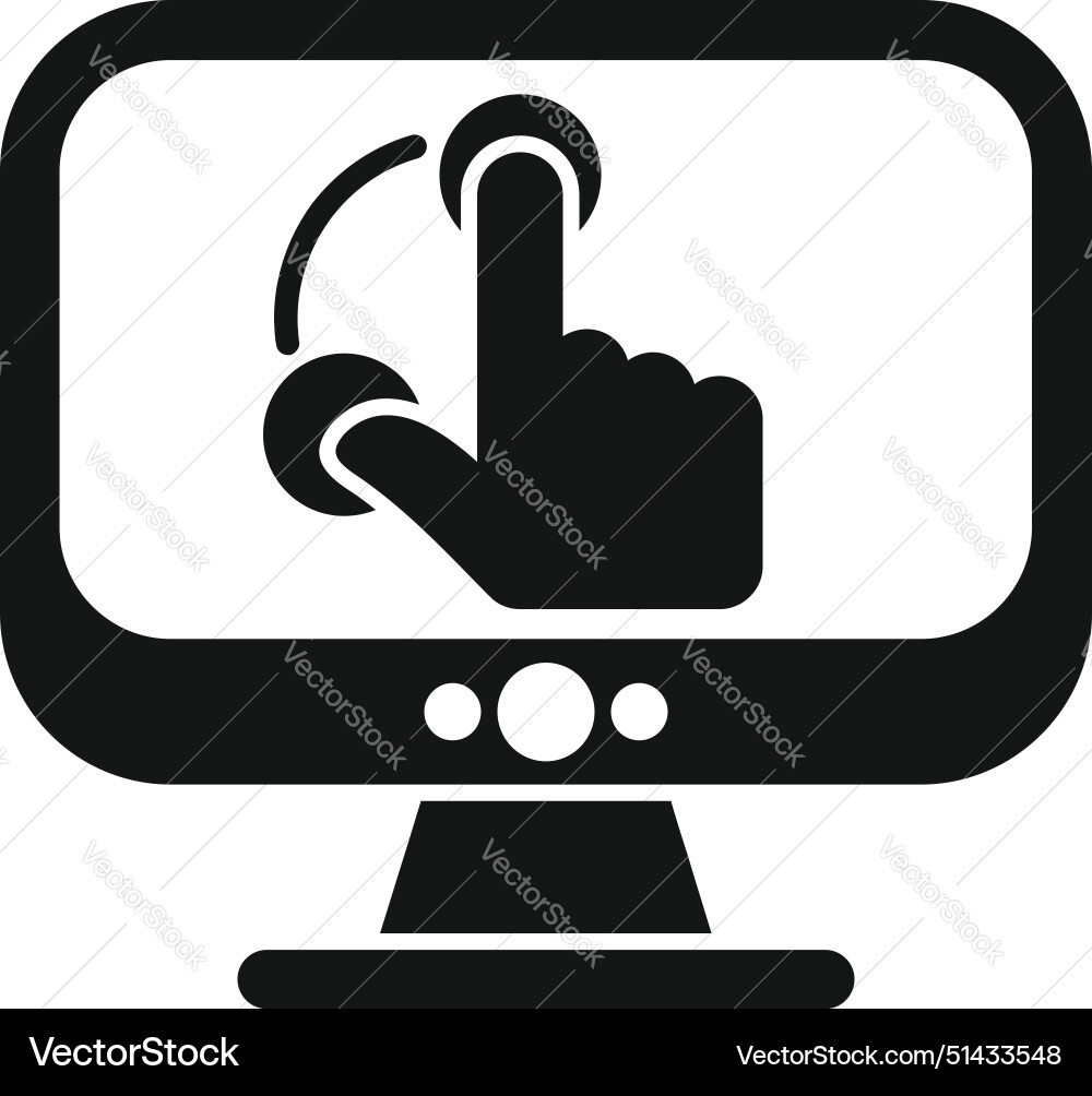 Touchscreen hand icon on monitor Royalty Free Vector Image