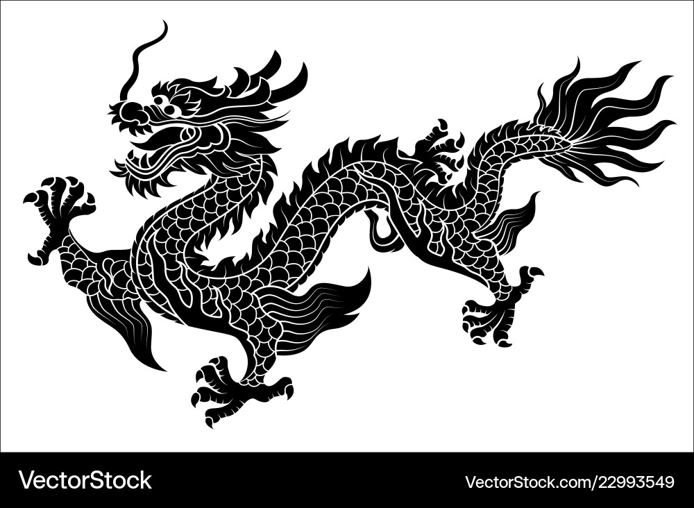 Chinese dragon crawling Royalty Free Vector Image