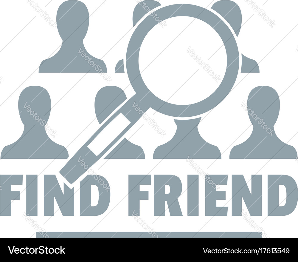 Finden Sie Freunde Logo einfach grau Stil Vektorbild