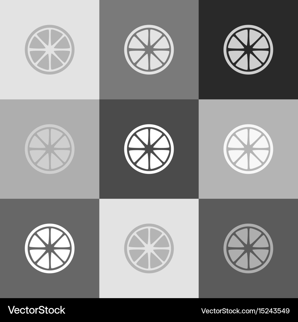 Fruits lemon sign grayscale version Royalty Free Vector