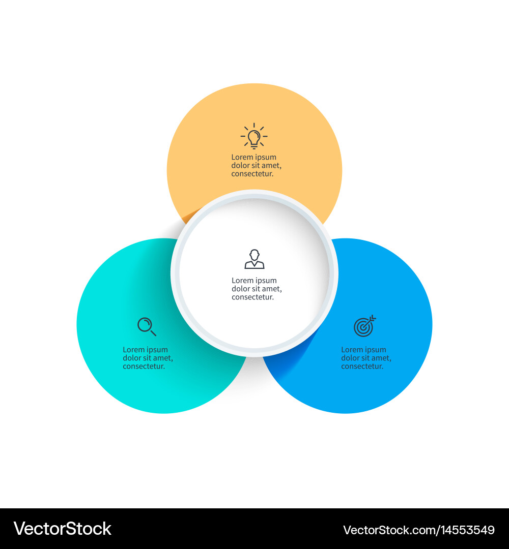 Pie chart presentation template with 3 Royalty Free Vector