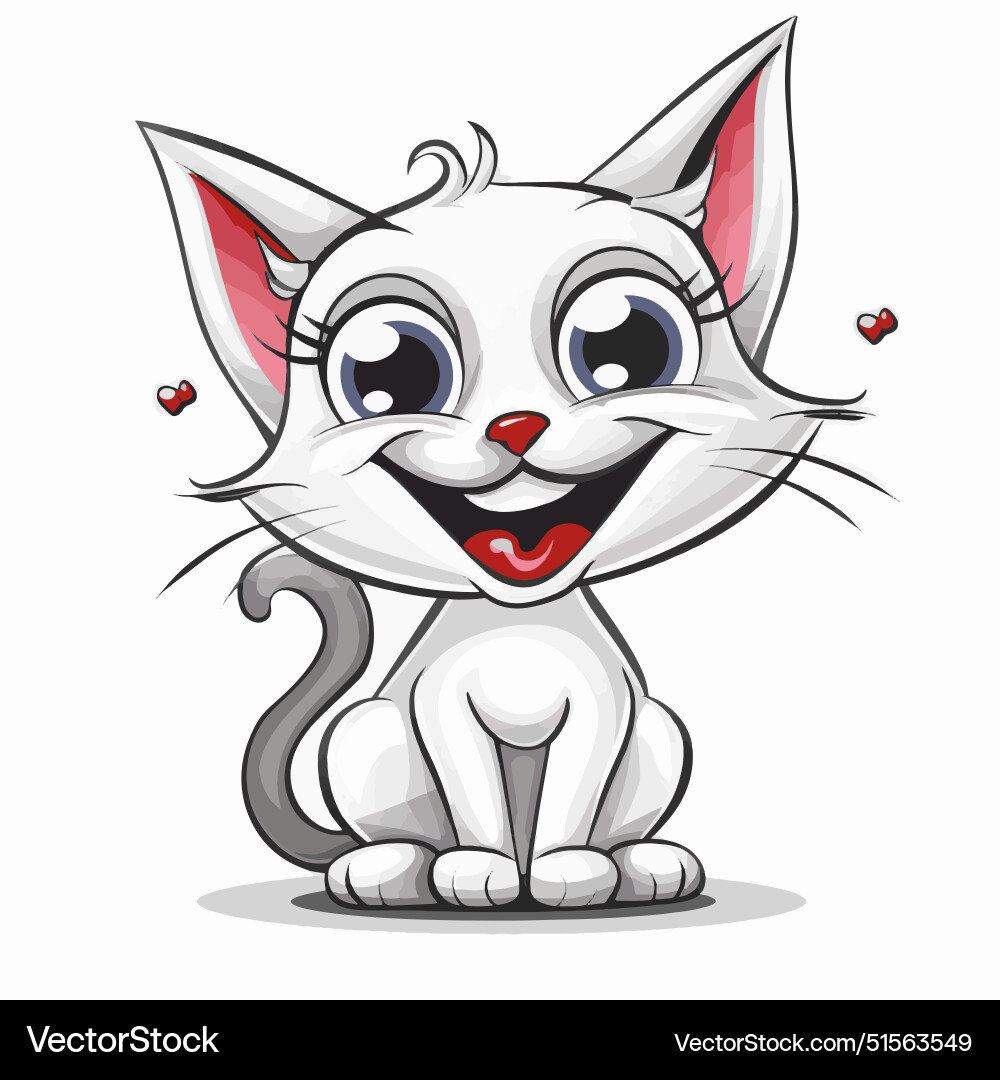 Smiling and animated cartoon cat Royalty Free Vector Image