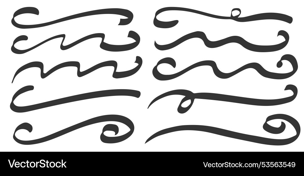 Swoosh lines and underline brush strokes swish Vector Image