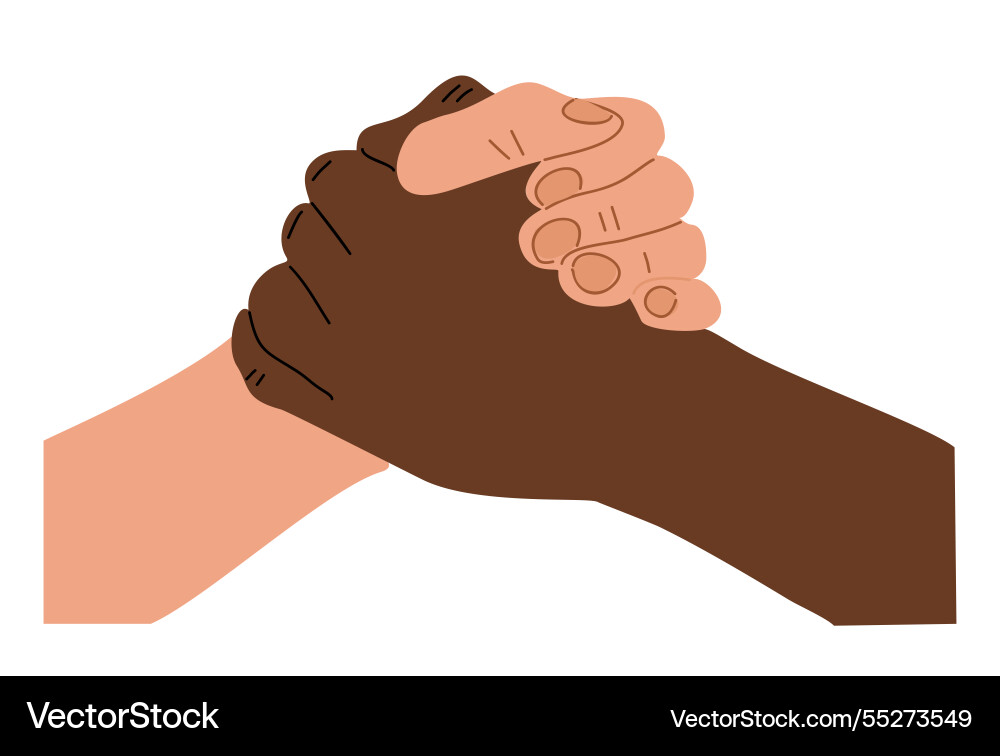 Two hands clasping together one black white Vector Image