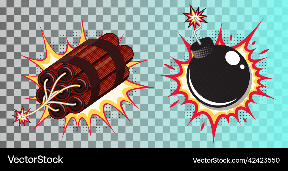 Comic Style Explosions - Bombs & Dynamite Vector Image