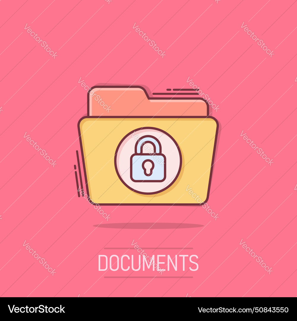 Files folder permission icon in comic style Vector Image