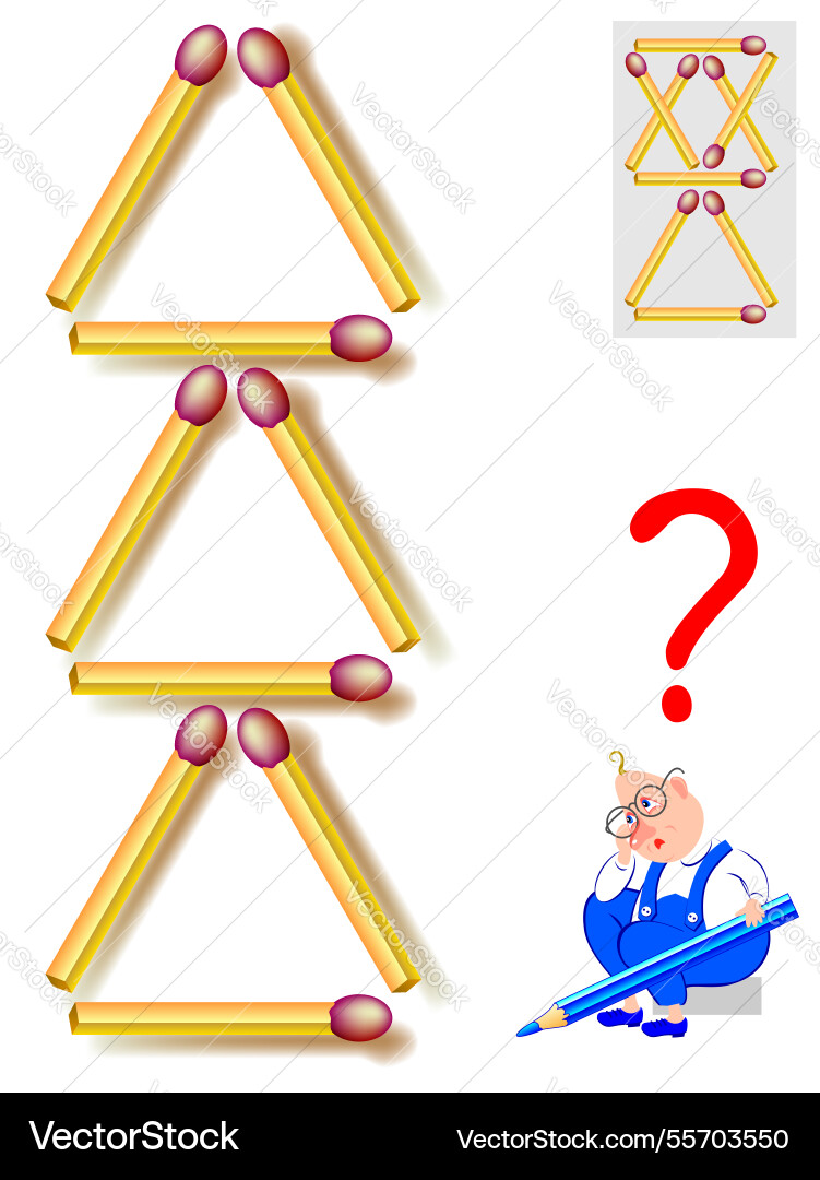 Move two matchsticks to make seven triangles Vector Image