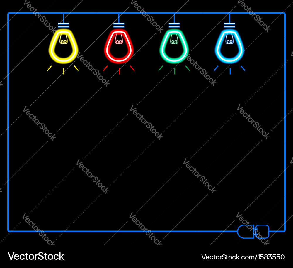 Neon light bulb Royalty Free Vector Image - VectorStock