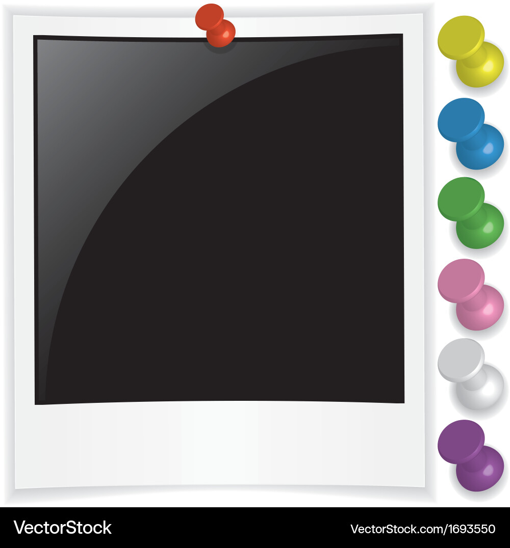 Polaroid photos with pins Royalty Free Vector Image