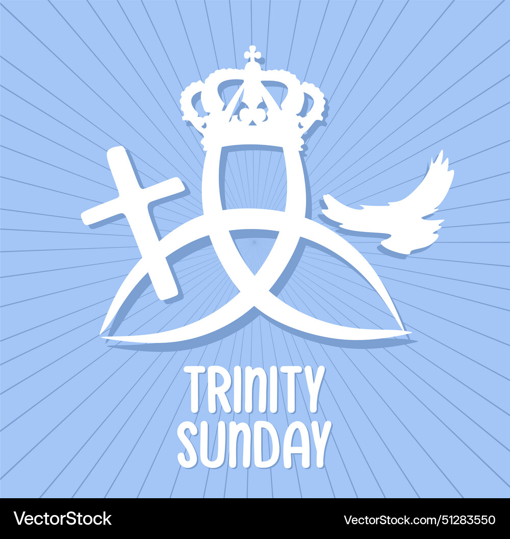 Trinity sunday with cross dove and crown Vector Image