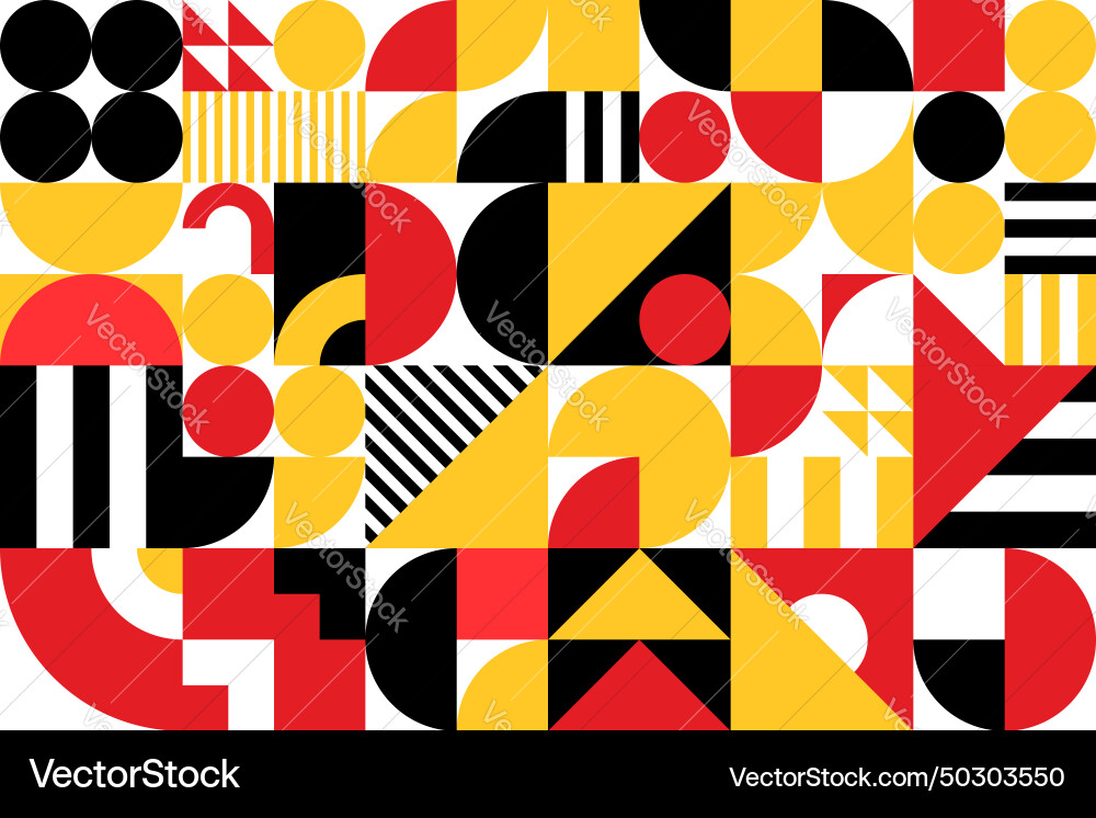 Yellow red black abstract modern geometric pattern
