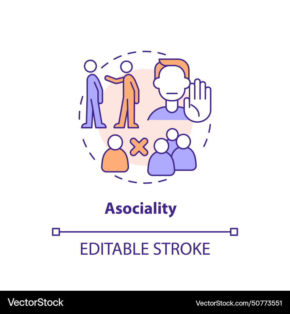 Asociality multi color concept icon Royalty Free Vector