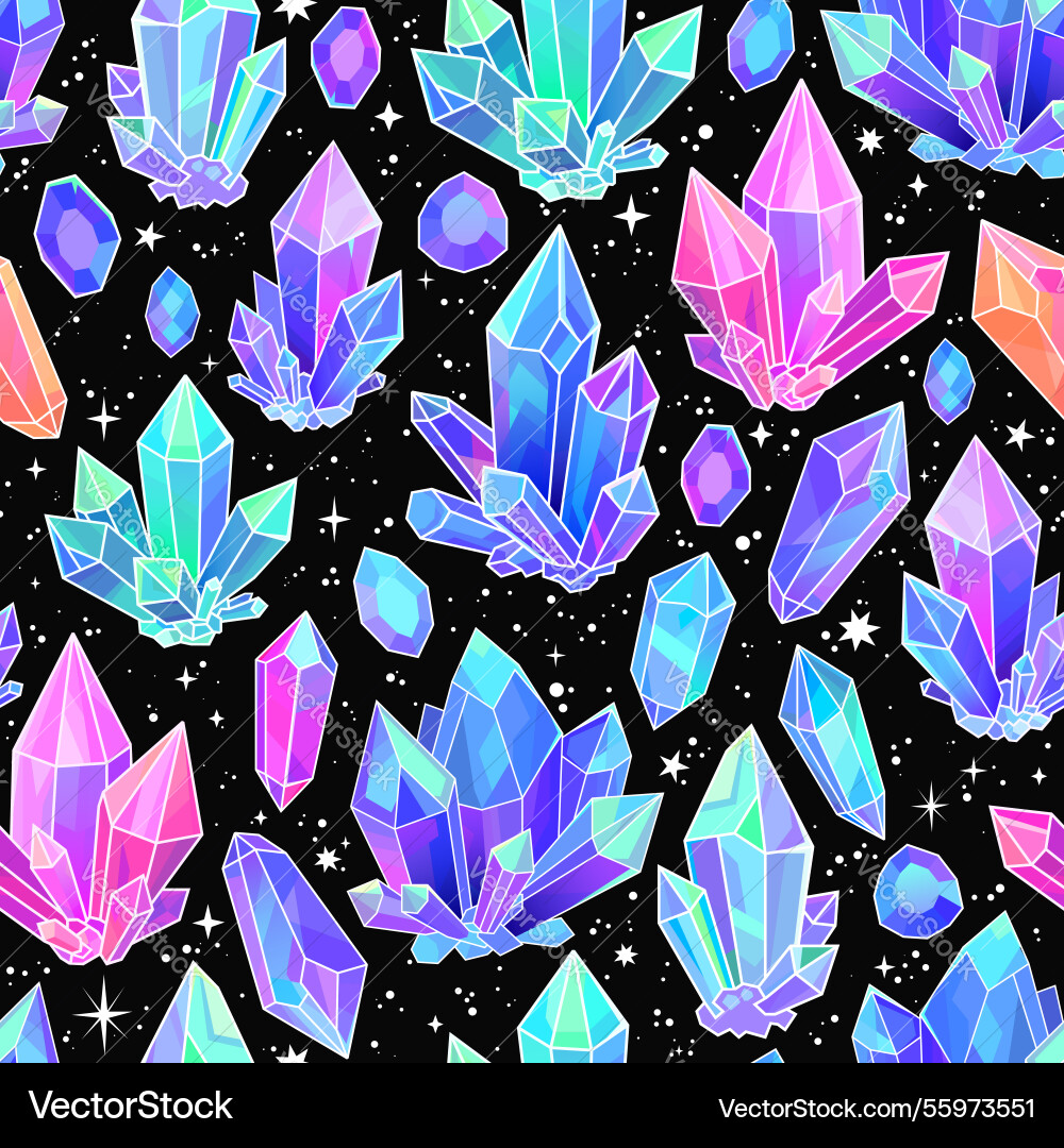 Bright and beautiful geometric crystals on a Vector Image