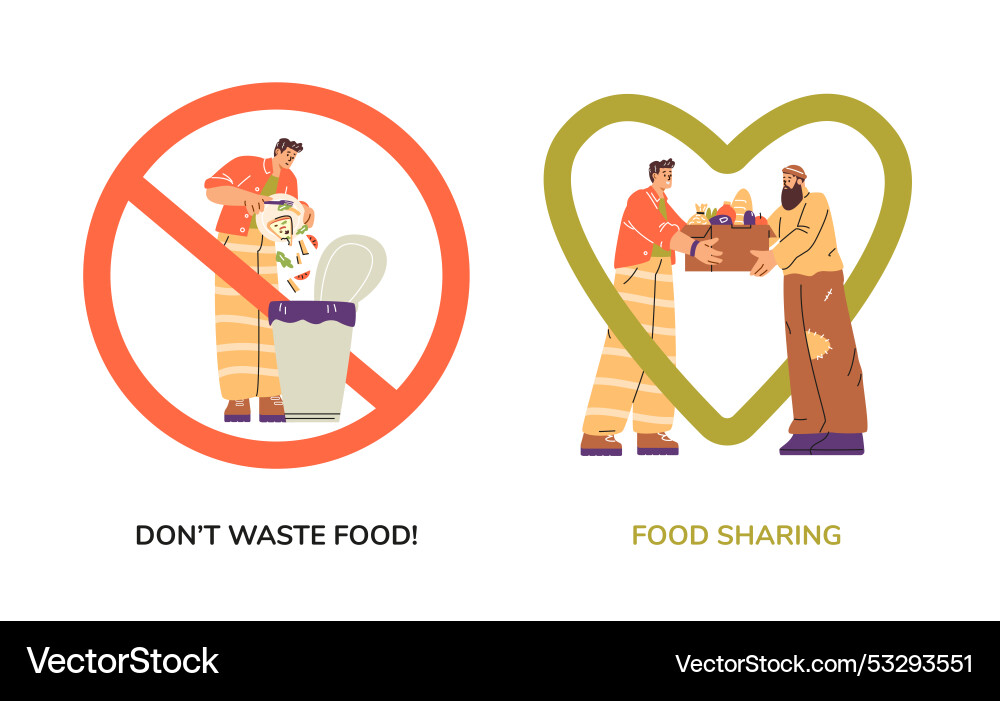 Food sharing and reducing waste Royalty Free Vector Image