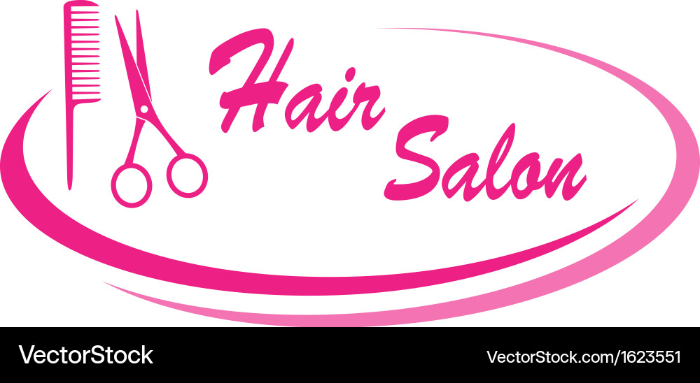 Hair salon sign with design elements Royalty Free Vector