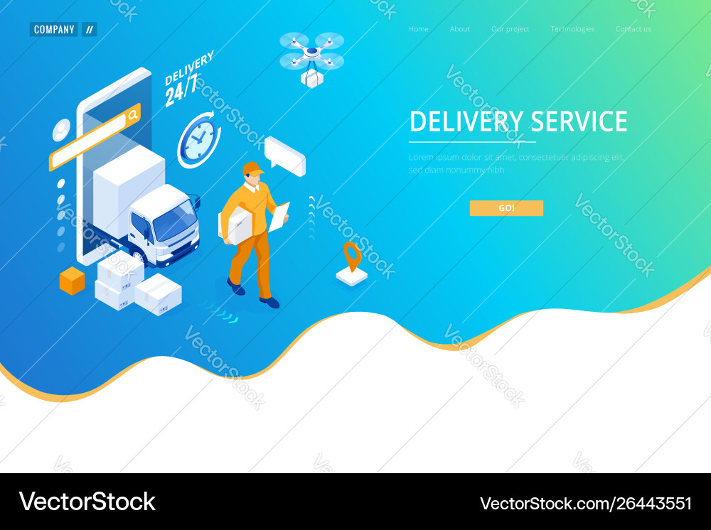 Isometric logistics and delivery concept Vector Image