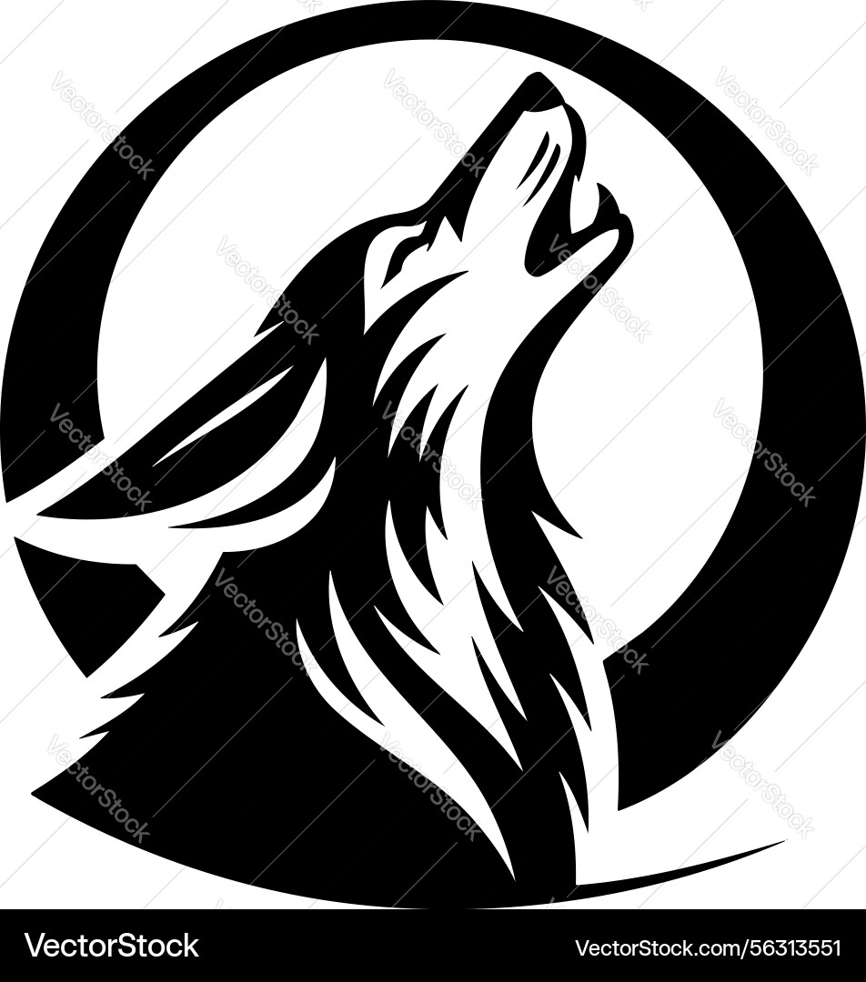 Jackal Howling at the Moon Silhouette Royalty Free Vector