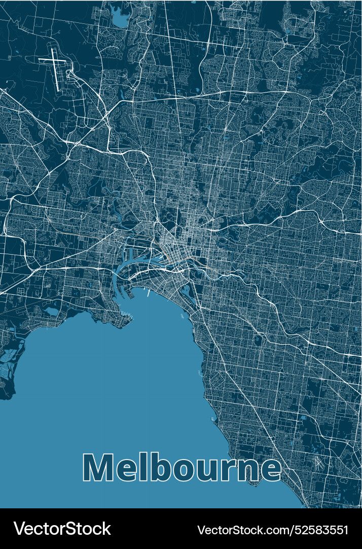 Melbourne australia map Royalty Free Vector Image