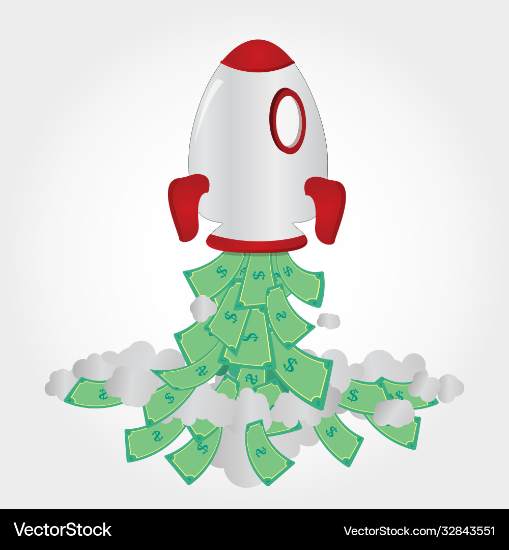 Rocket and paper money Royalty Free Vector Image