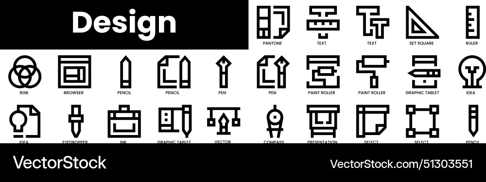 Set of outline design icons minimalist thin Vector Image