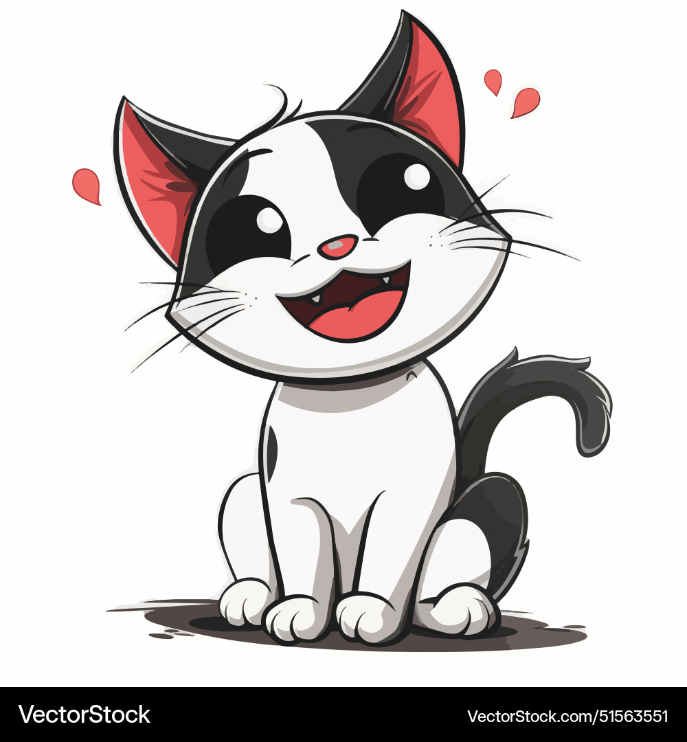Smiling cartoon cat with a lively expression Vector Image