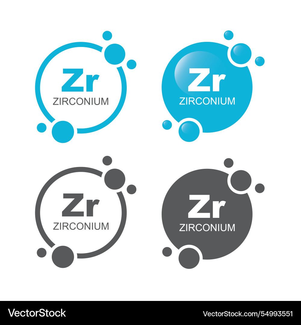 Zr zirconium element - icon periodic tabl Vector Image