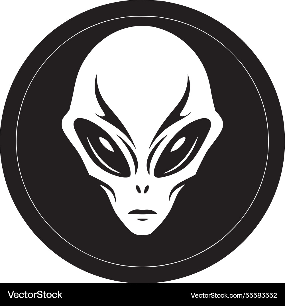 Alien - black and white Royalty Free Vector Image