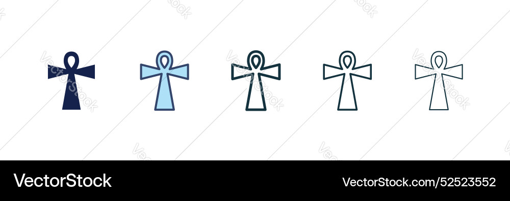 Ankh icon set black filled and outlined style Vector Image