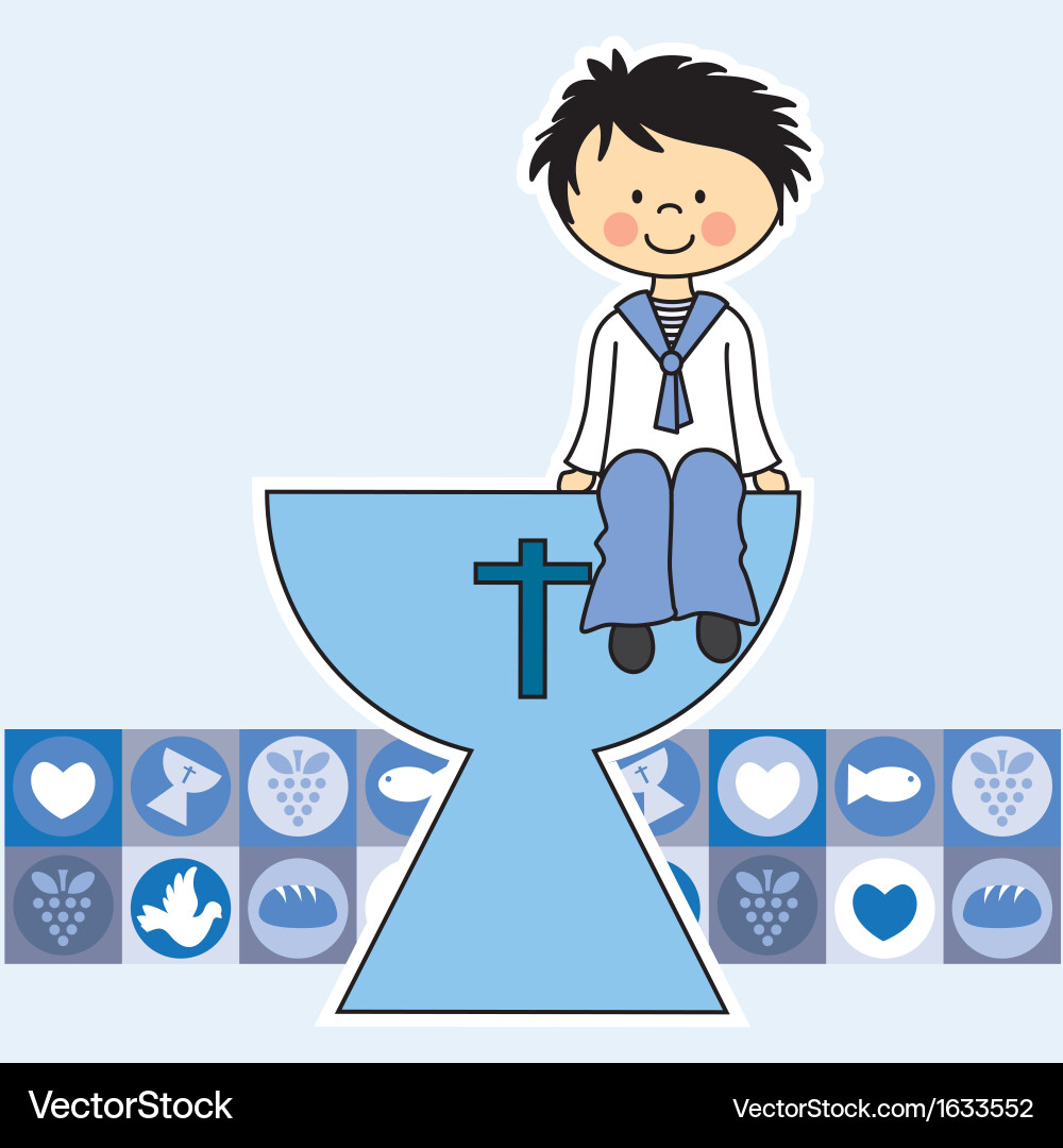 First Communion Boy with Chalice Royalty Free Vector Image