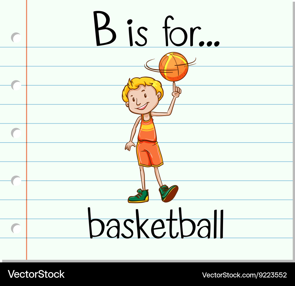 Flashcard letter b is for basketball Royalty Free Vector