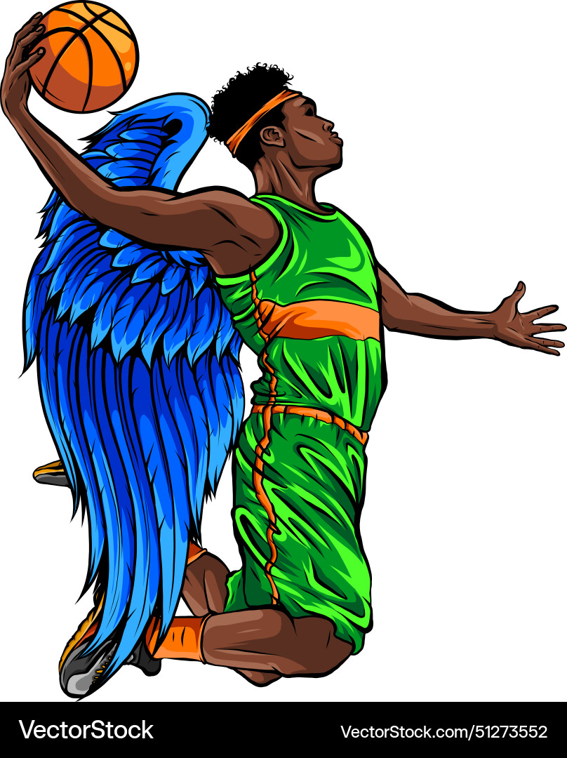 Flat design basketball player dunk Royalty Free Vector Image