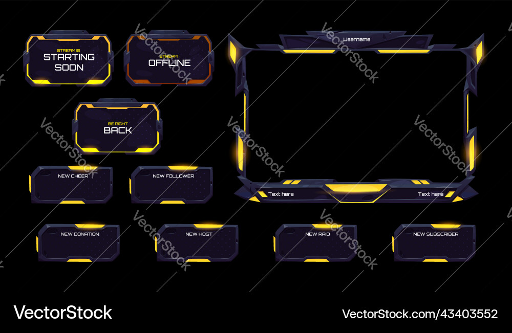 Game live stream interface elements Royalty Free Vector
