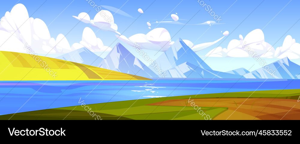 Nature landscape with mountains and lake Vector Image