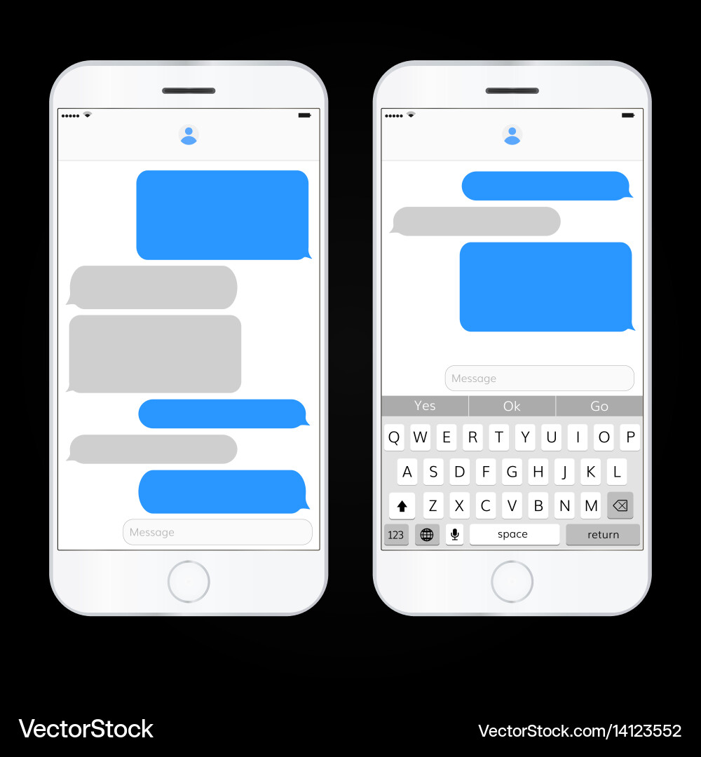 Realistic mobile phone with messaging interface Vector Image