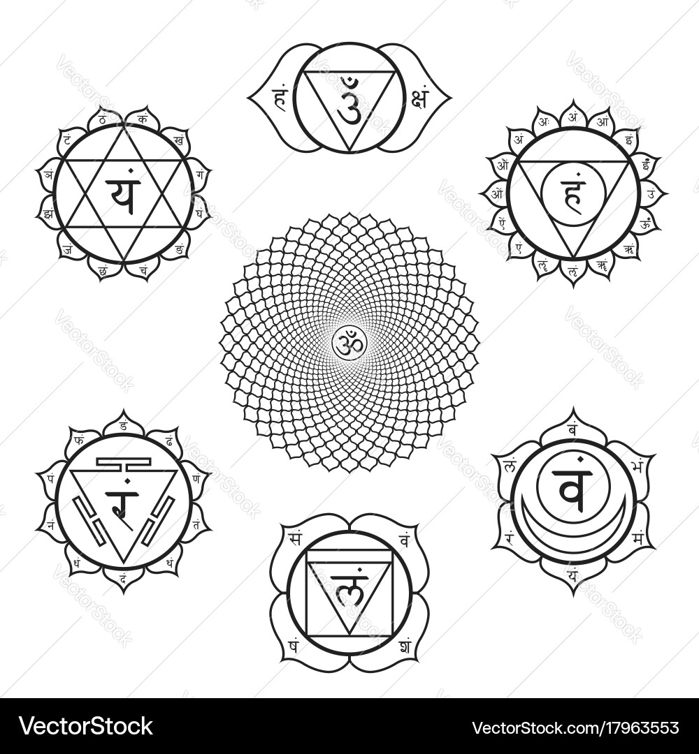 Chakras symbols set Royalty Free Vector Image - VectorStock