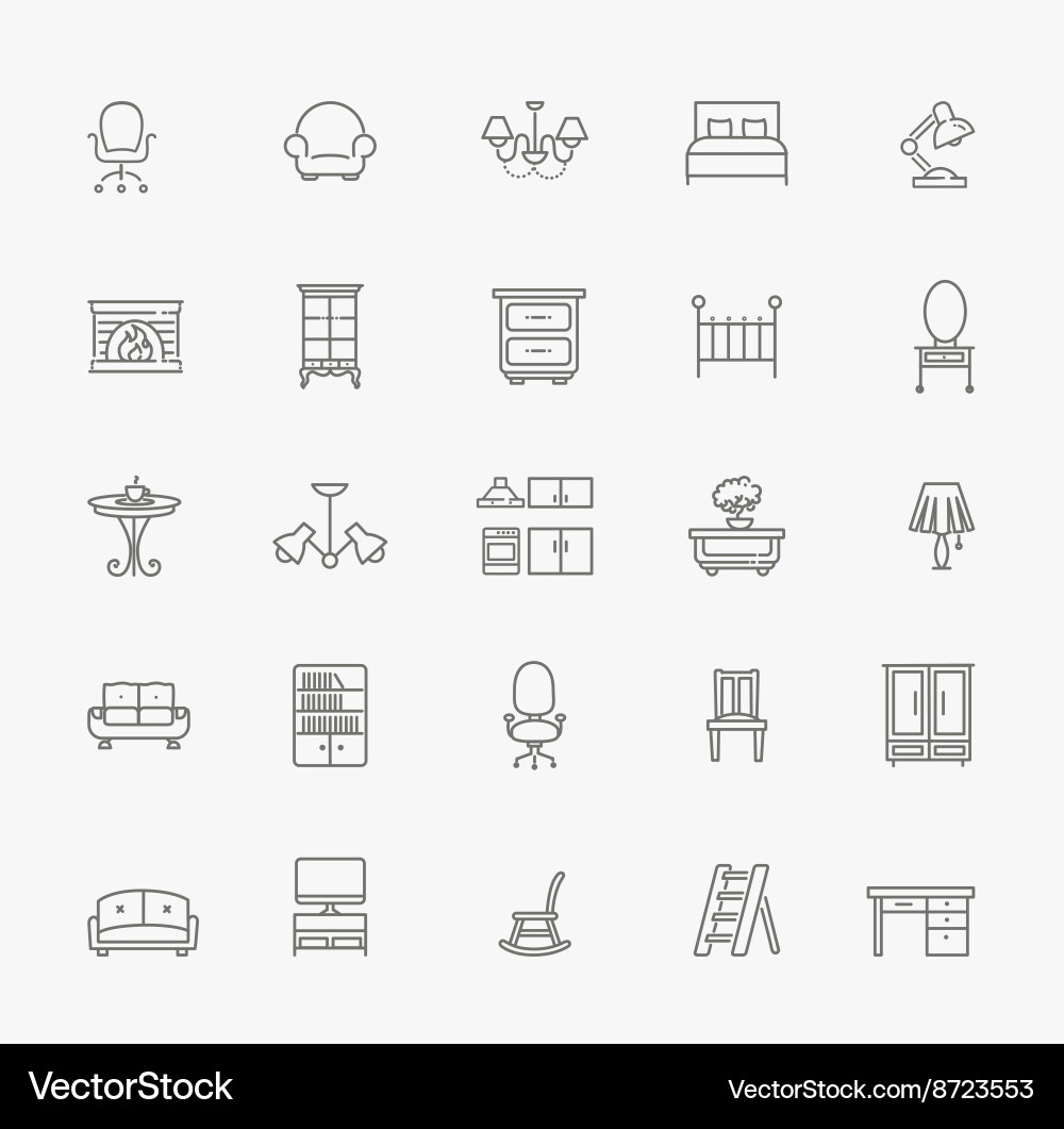 Furniture and home decor icon set Royalty Free Vector Image