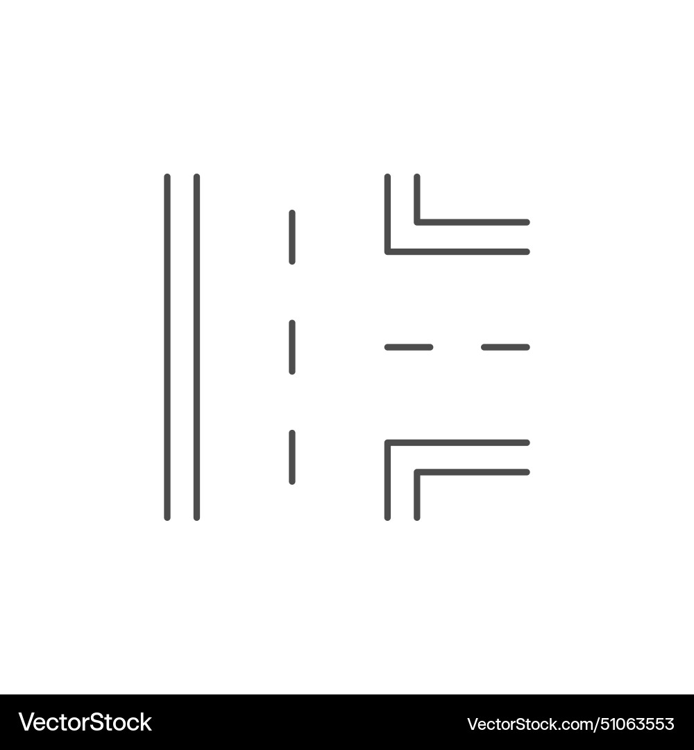 Road intersection line outline icon Royalty Free Vector