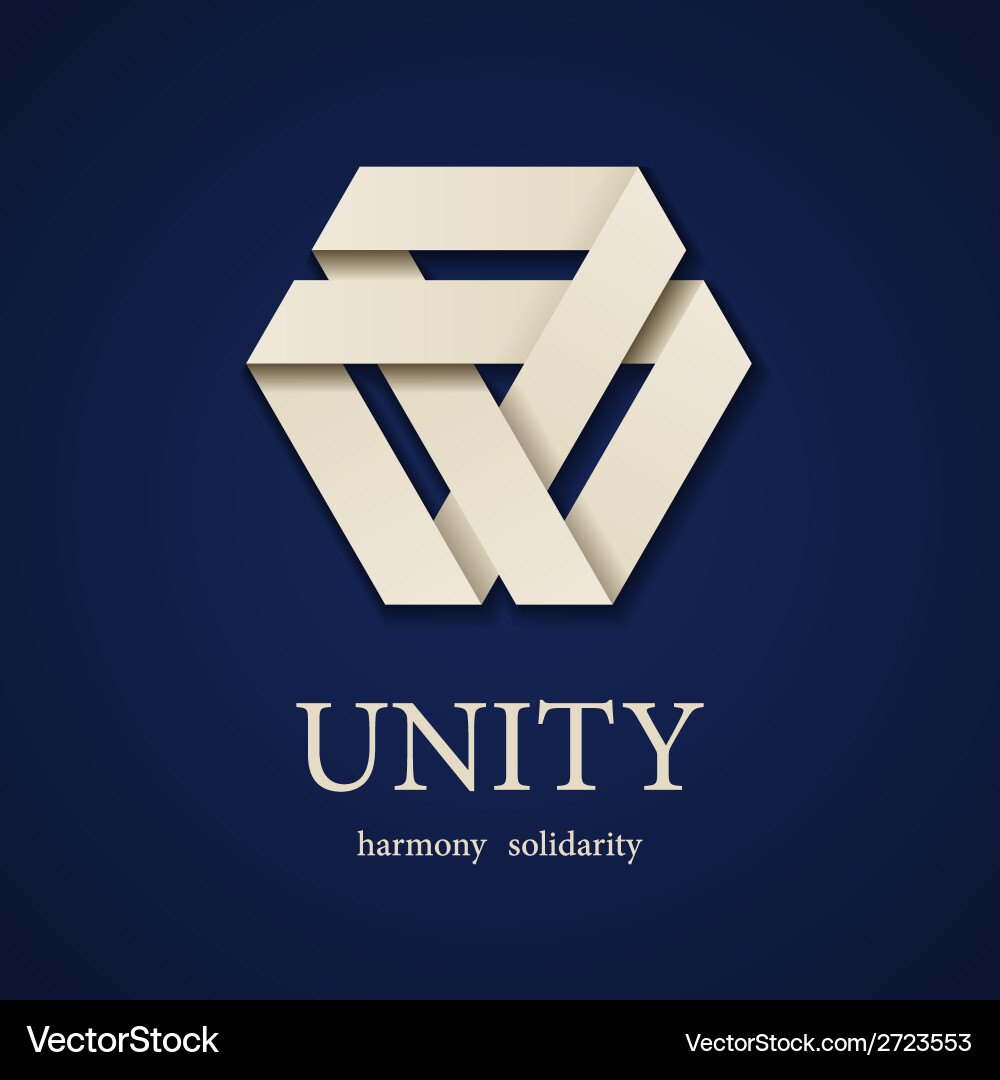Unity paper triangle icon design template Vector Image