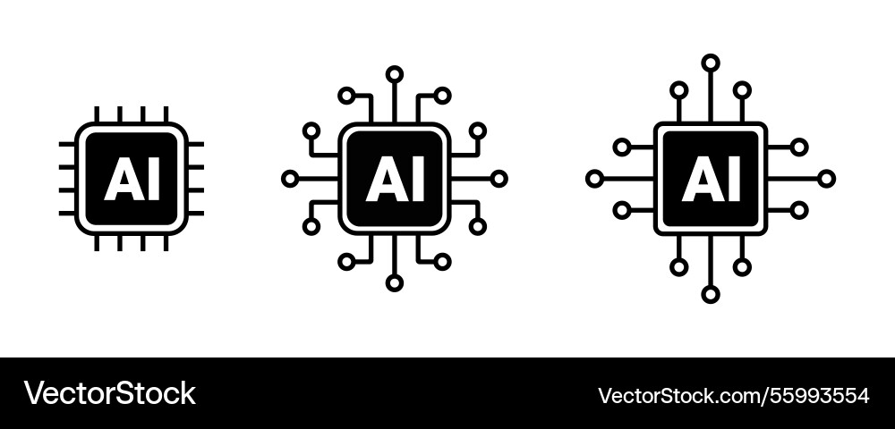 Ai processor chip icon artificial intelligence Vector Image