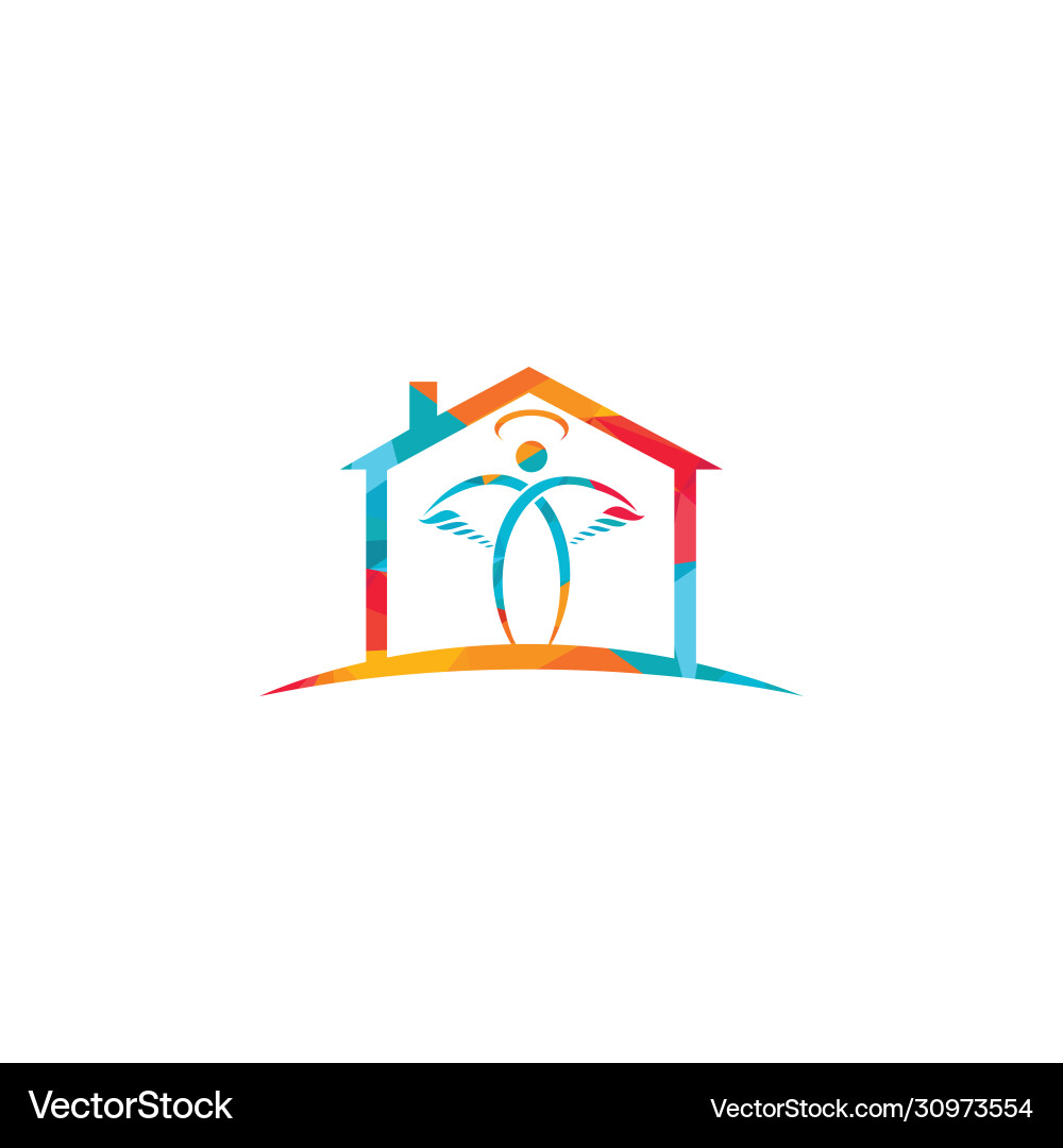 Angel house logo design Royalty Free Vector Image