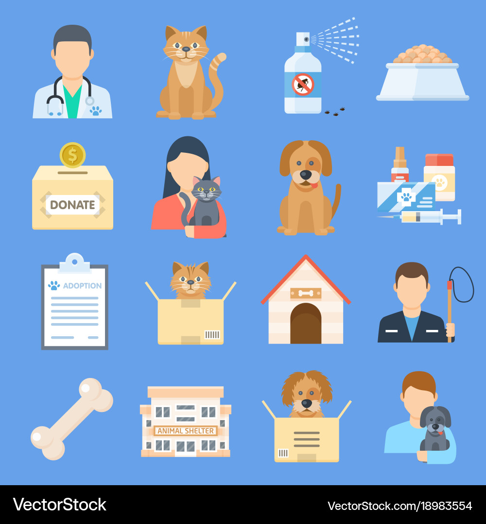 Animal Shelter Icon Set Royalty Free Vector Image