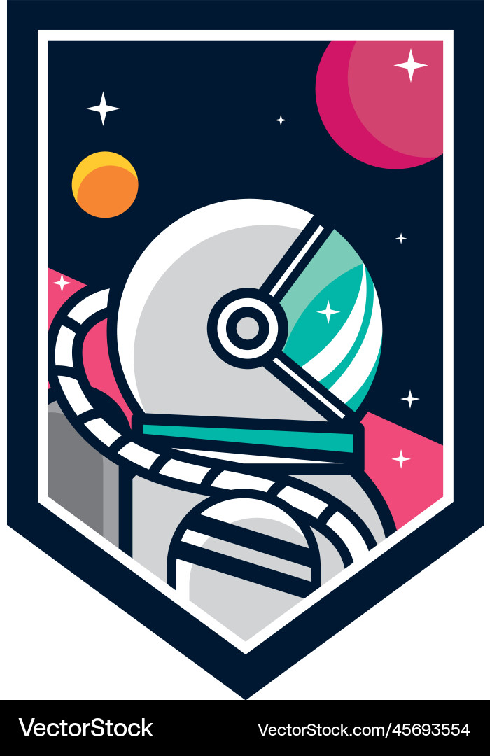 Astronaut galaxy space badge Royalty Free Vector Image
