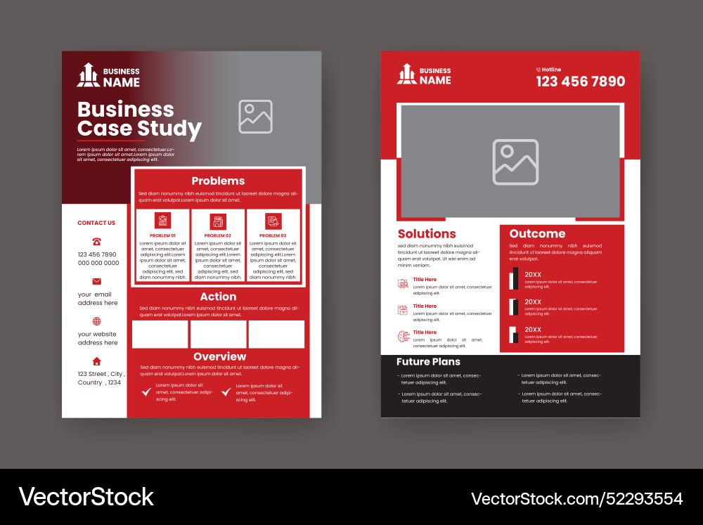 Business case study layout flyer Royalty Free Vector Image