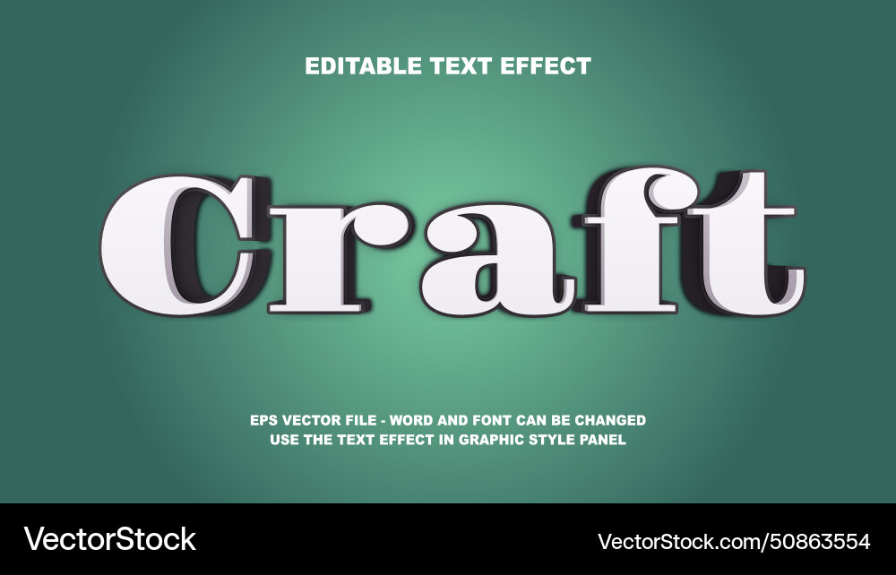 Editable text effect craft 3d template Royalty Free Vector